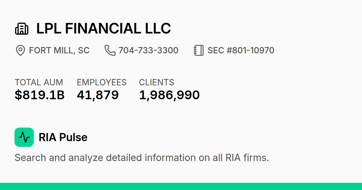 ADV Part 2 filings | LPL FINANCIAL LLC | RIA Pulse